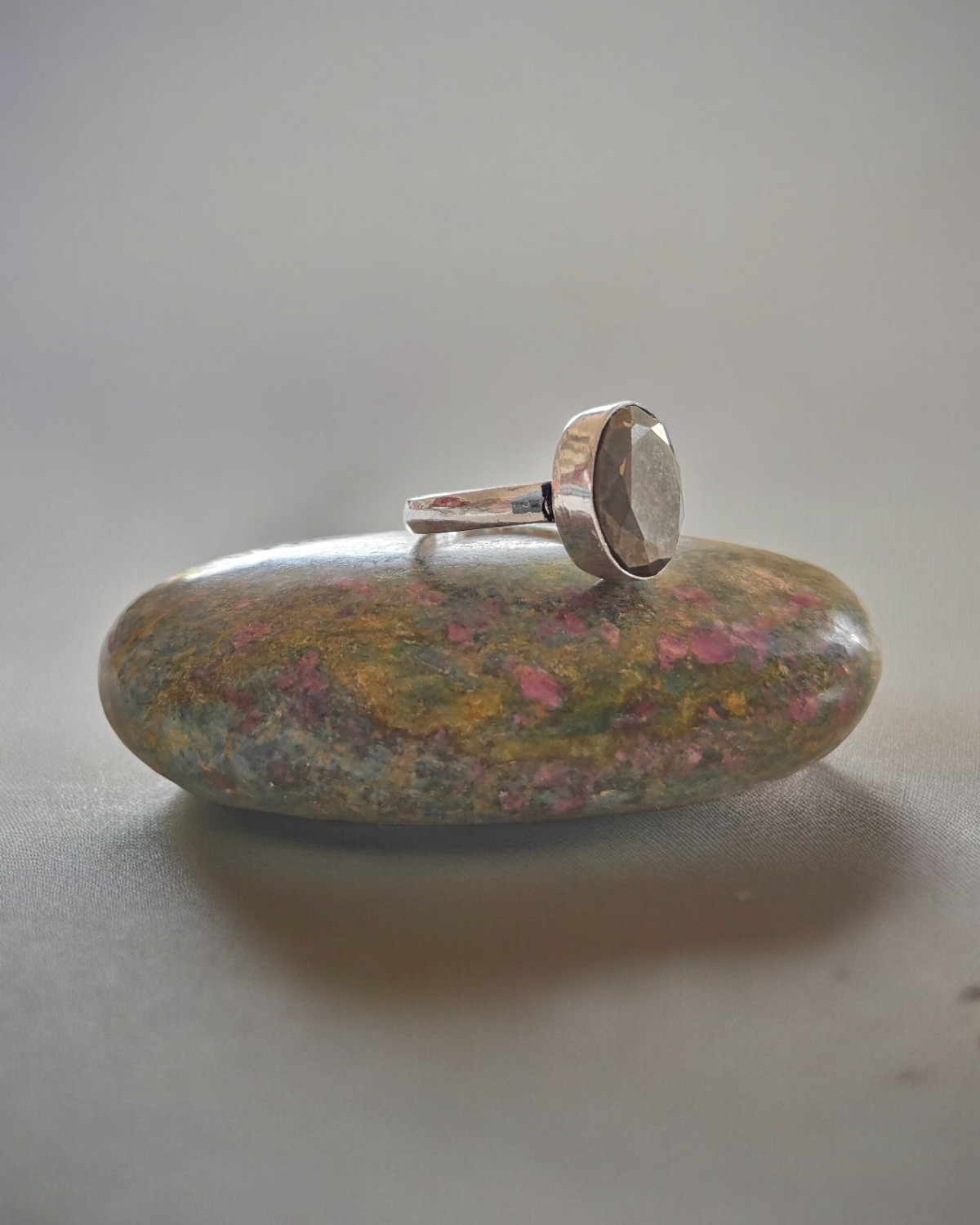 Pyrite Diamond Cut Polish Ring - Kheteshwar Rudraksh